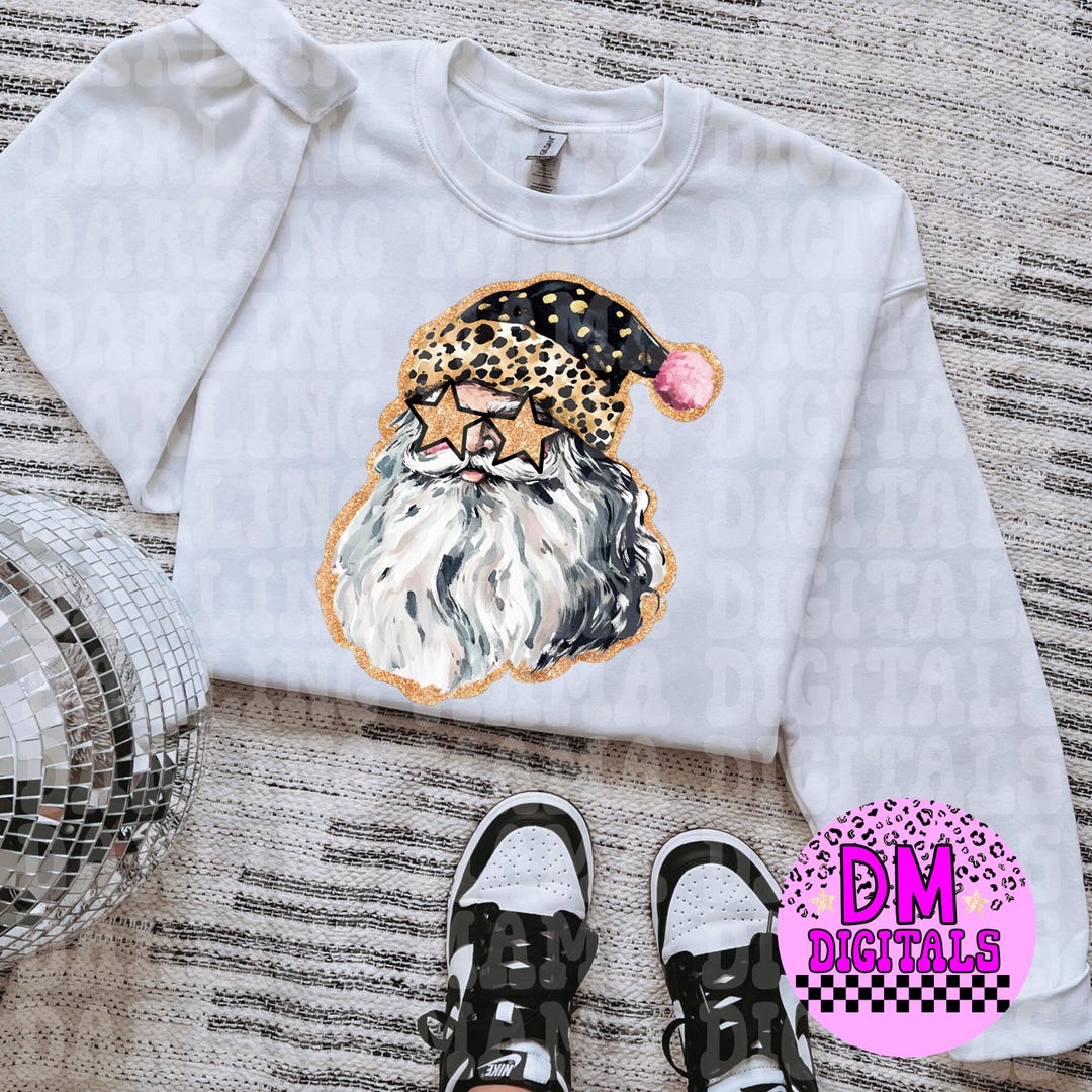 Preppy Santa PNG Glitter Boujee Pink Christmas PNG Boujee Winter ...