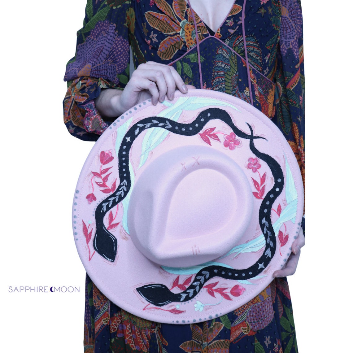 Snake and Flora Hand Painted Burned Hat (rancher, Cowboy, Fedora) - Etsy