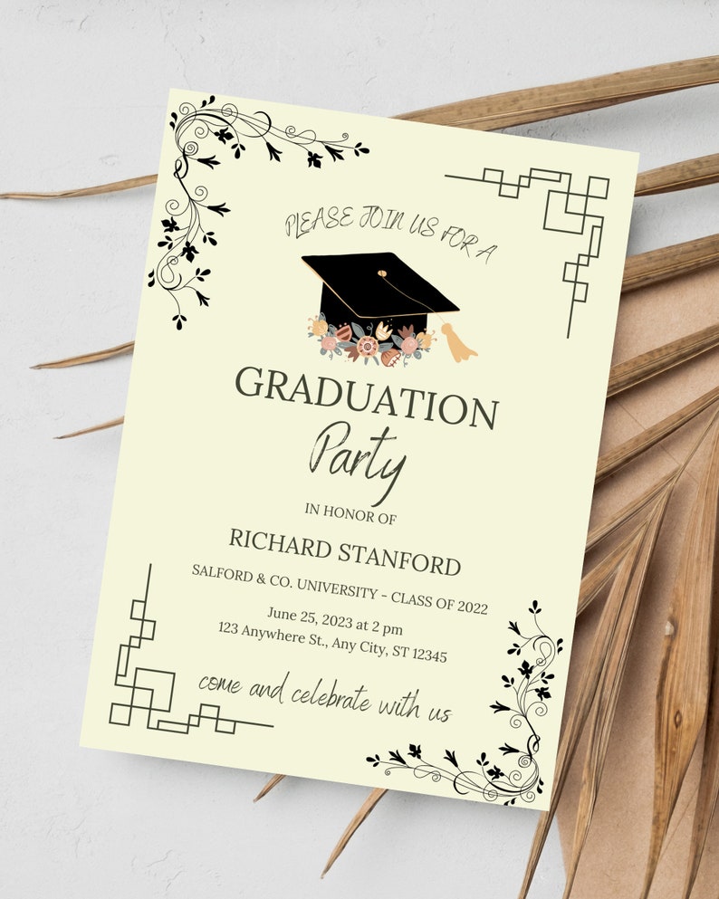 Graduation Party Invitation, Printable Digital Invite, Customizable ...