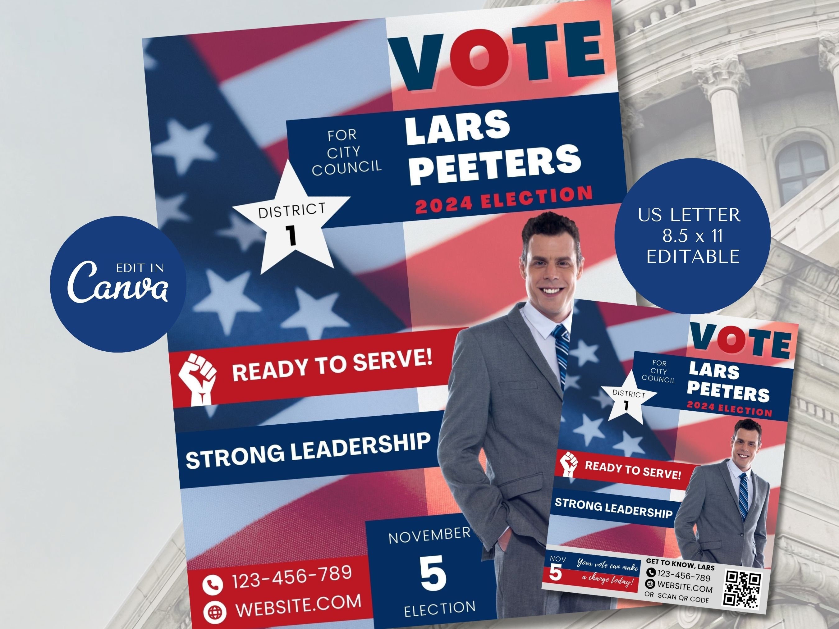 Election Campaign Flyer 2024 DIY Canva Election Campaign Flyer Template ...