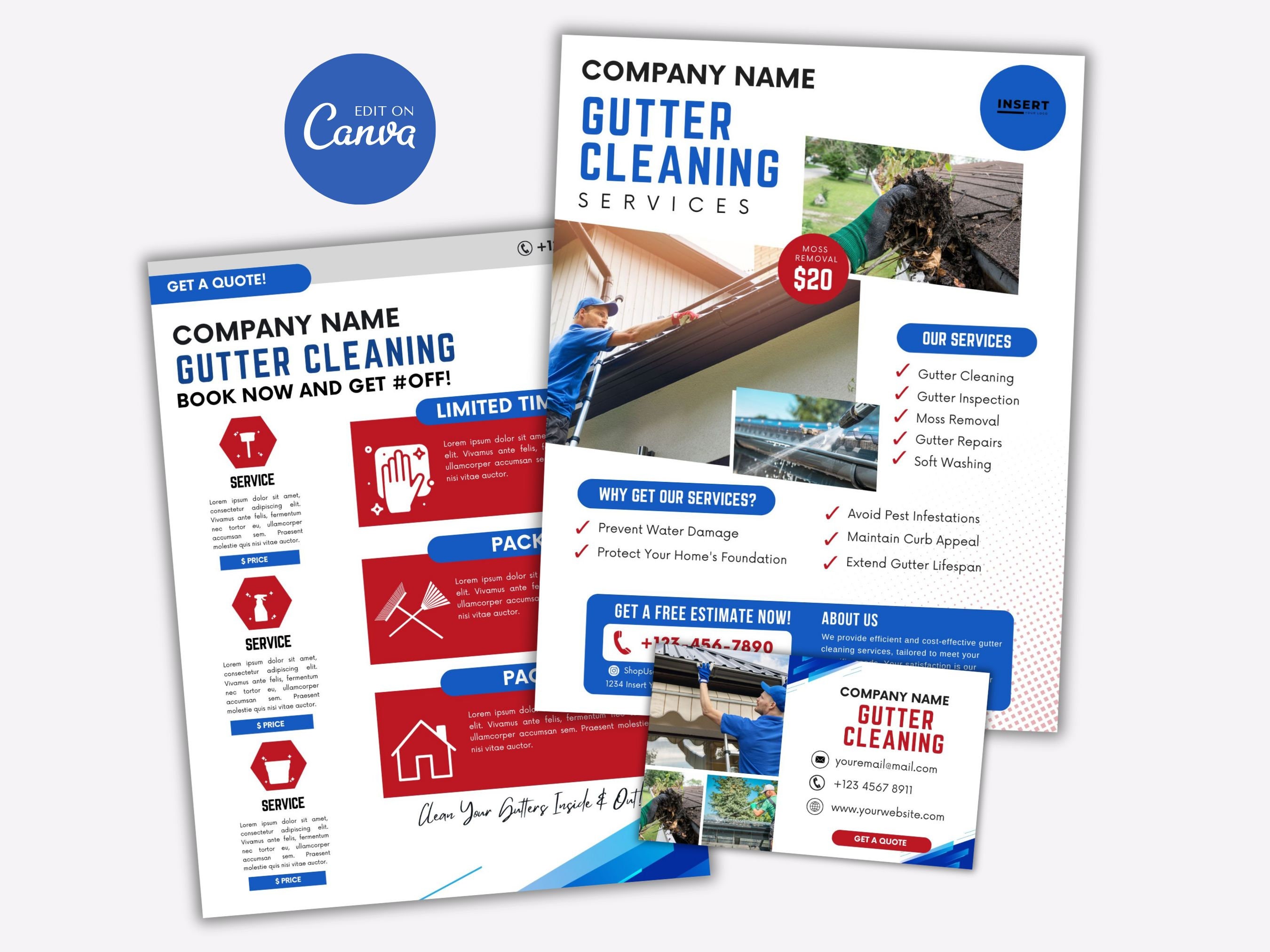 Editable Gutter Cleaning Flyer, Canva Gutter Cleaning Service Flyer ...