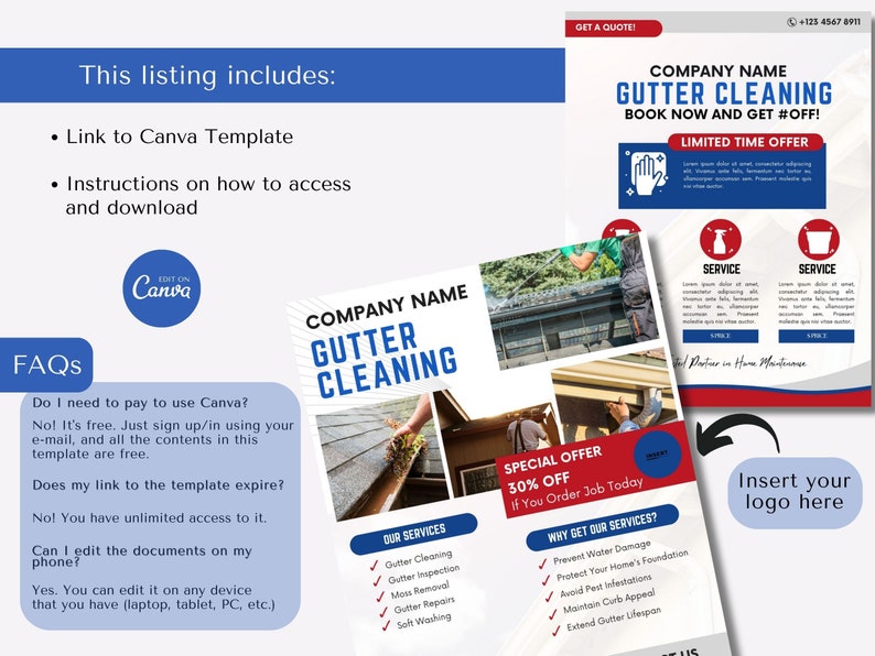 Gutter Cleaning Flyer 2024, Canva Gutter Cleaning Flyer Template ...