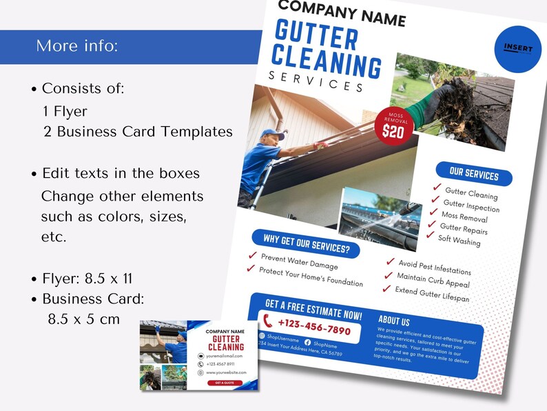 Editable Gutter Cleaning Flyer, Canva Gutter Cleaning Service Flyer ...