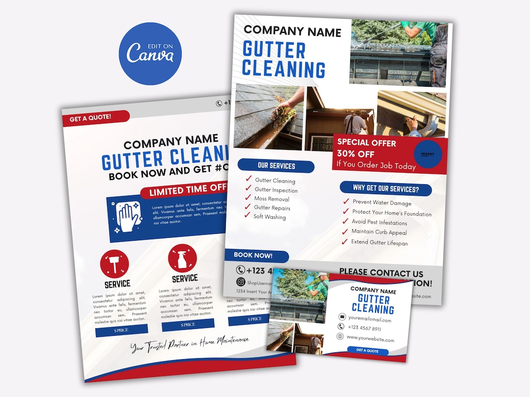 Gutter Cleaning Flyer 2024, Canva Gutter Cleaning Flyer Template ...