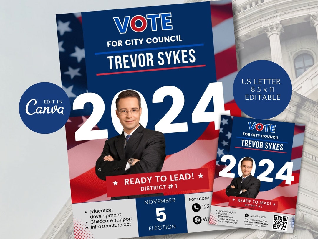 Editable Election Campaign Flyer Template 2024, DIY Canva Election ...