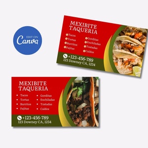 Taqueria Business Card Template Taco Business Card Mexican - Etsy