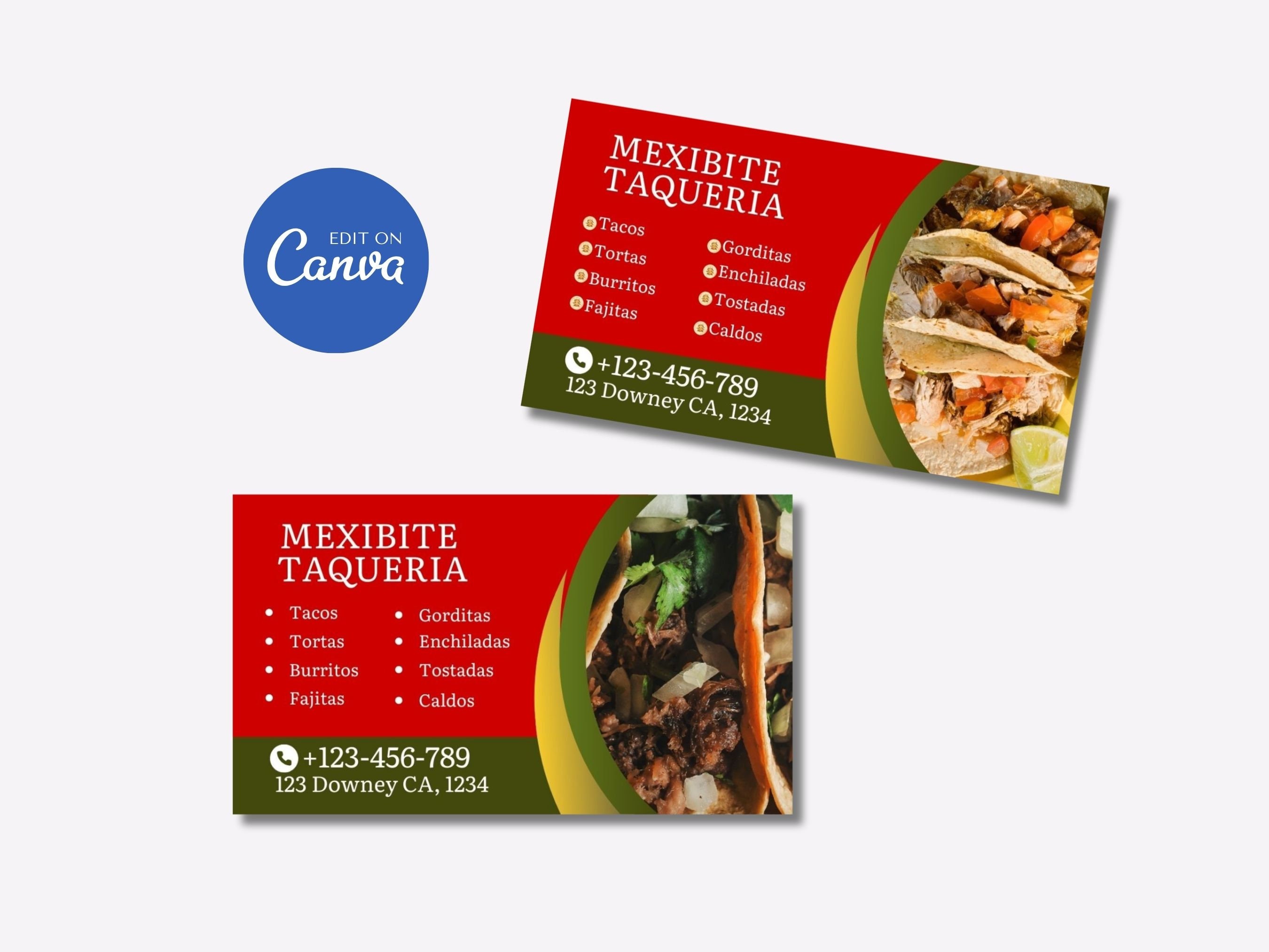Taqueria Business Card Template Taco Business Card Mexican - Etsy
