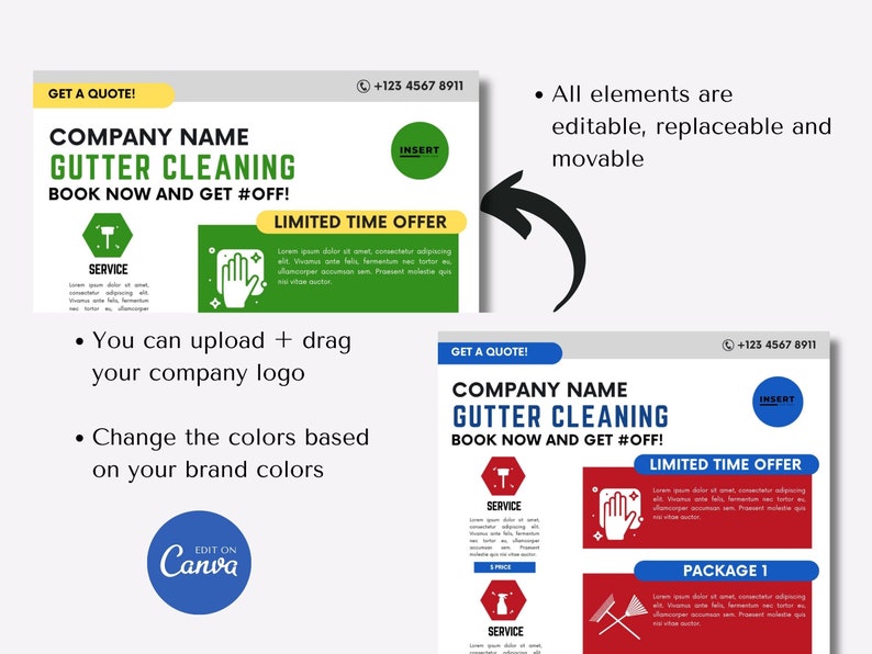 Editable Gutter Cleaning Flyer, Canva Gutter Cleaning Service Flyer ...