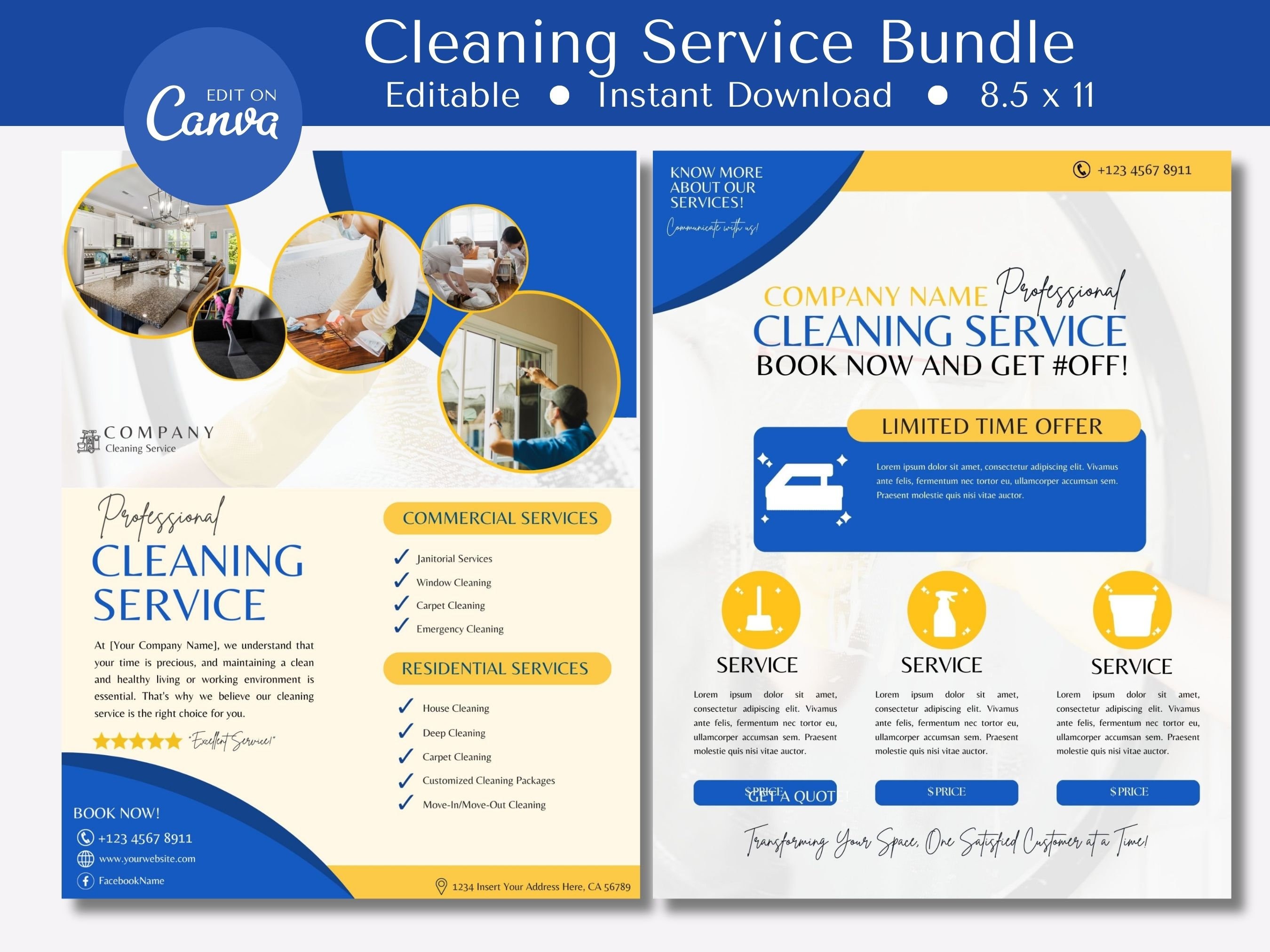 Cleaning Service Business Flyer Bundle 2023 Cleaning Service - Etsy