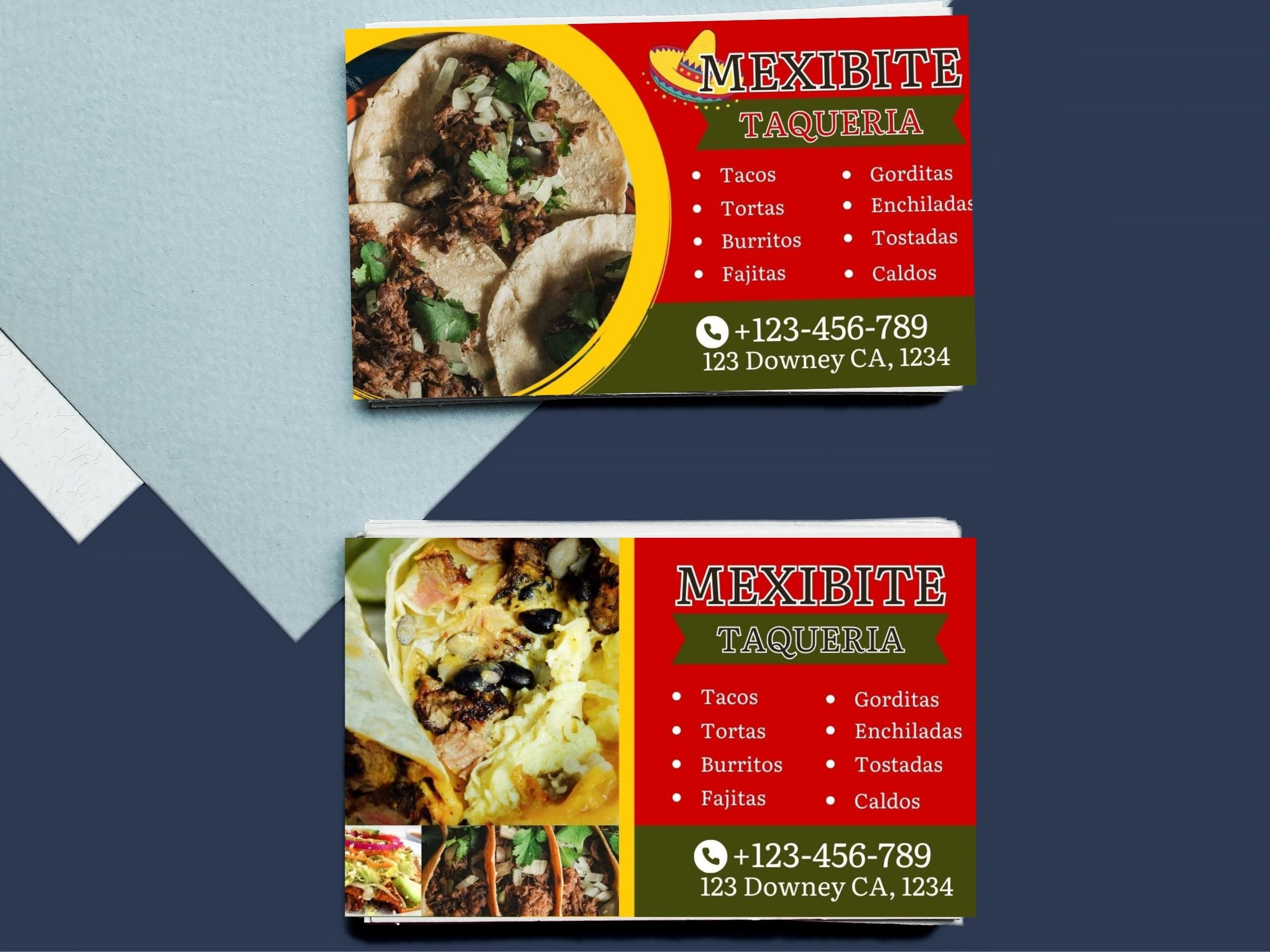 Taqueria Business Card Template, Modern Taco Business Card, Mexican ...