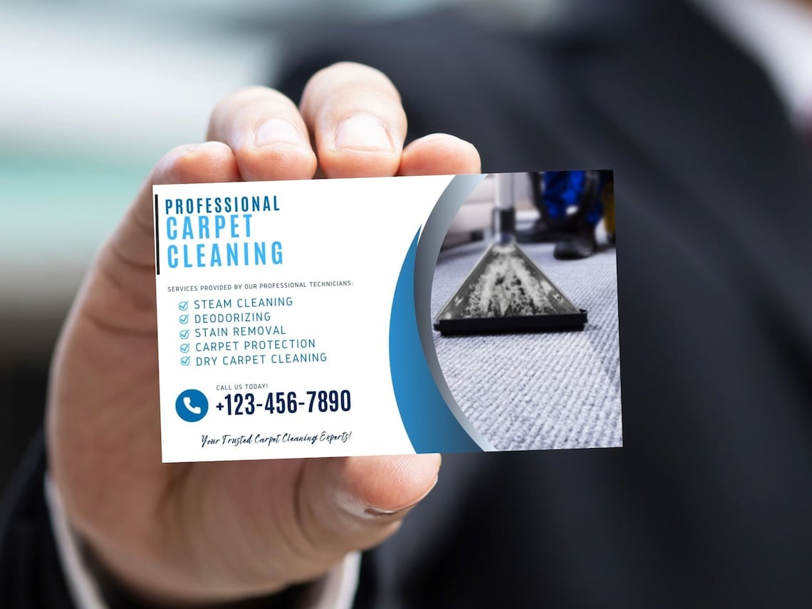 Carpet Cleaning Service Business Cards, Carpet Cleaning Template, DIY ...
