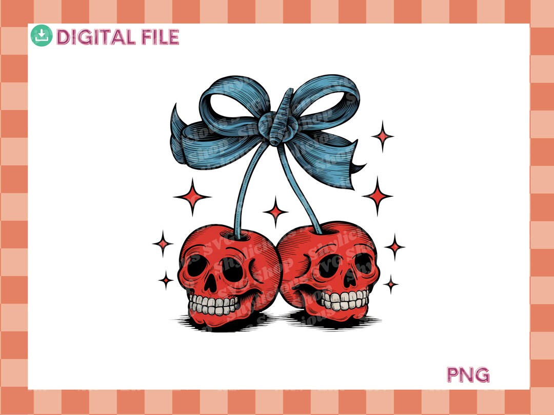 Cherry Skulls Png, Halloween Cherries Svg, Skeleton Cherry Png ...