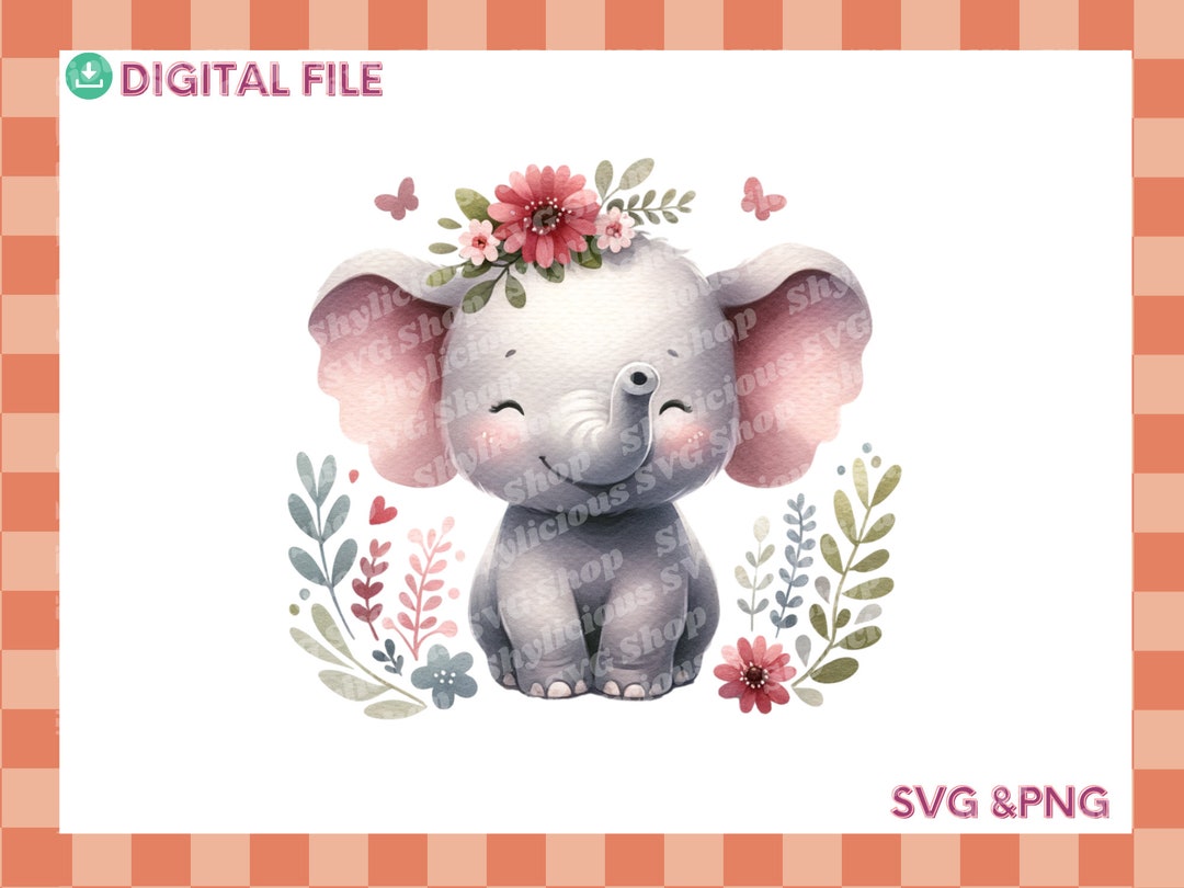 Elephant Svg, Nursery Elephant Svg, Elephant Png, Cute Elephant Png ...