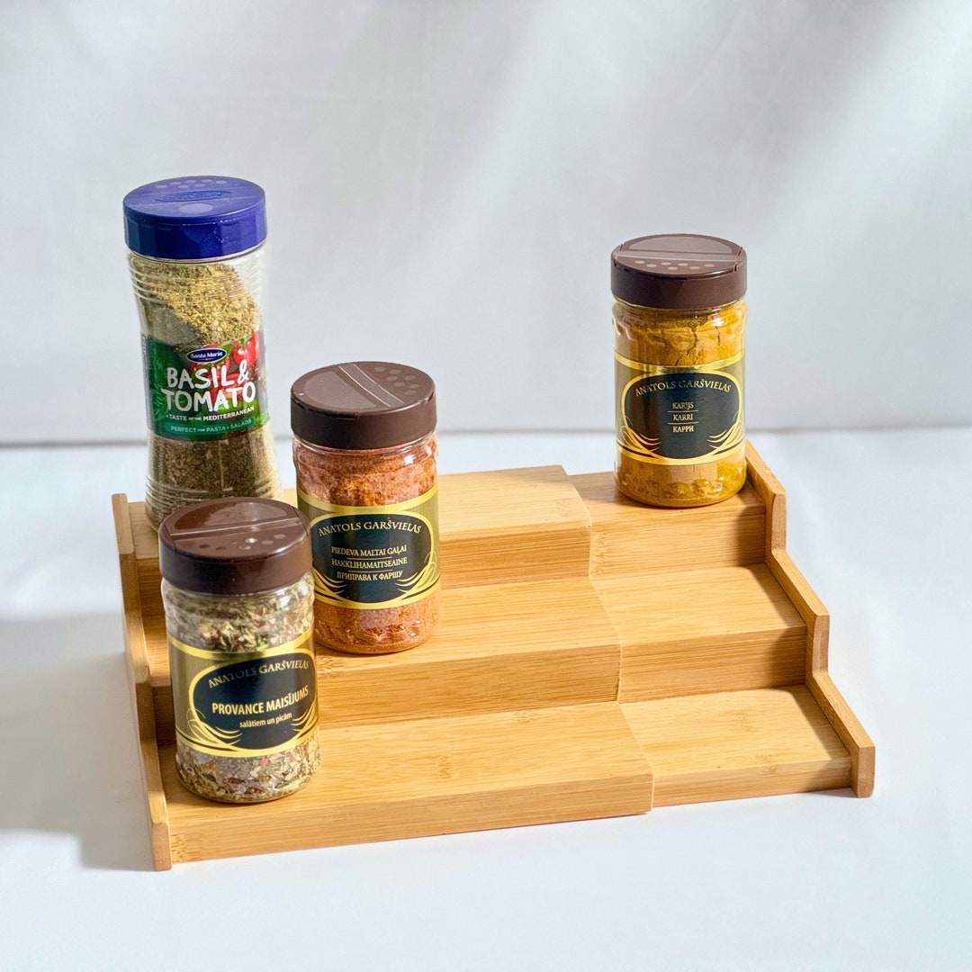 Bamboo Extendable Spice Rack 3 Tier Herbs and Spices Organisation - Etsy