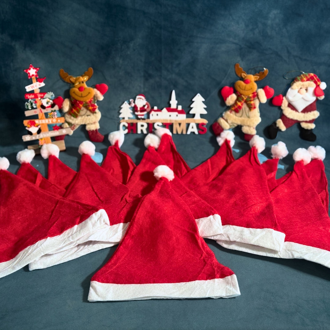 Christmas Hat Santa Hat Holiday for Adults Kids Unisex Velvet Comfort ...