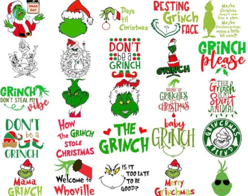 Grinch Xmas 180 Pack Svg - Etsy