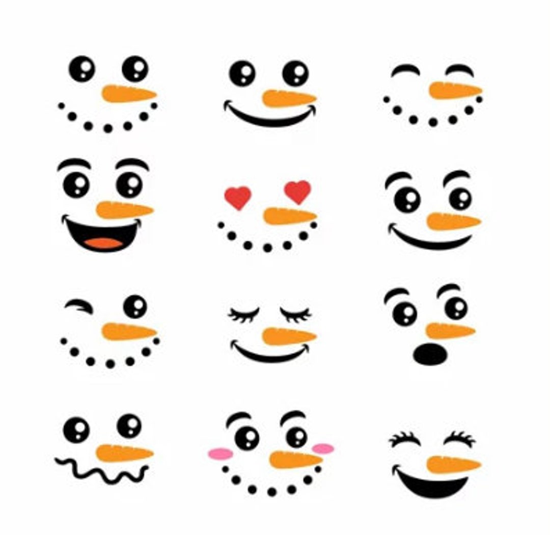 Snowman Face Svg on Multiple Formats - Snowman Svg Clipart - Etsy