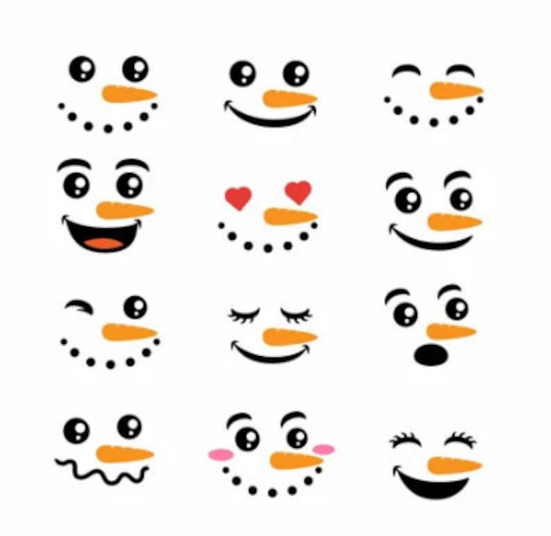 Snowman Face Svg on Multiple Formats - Snowman Svg Clipart - Etsy