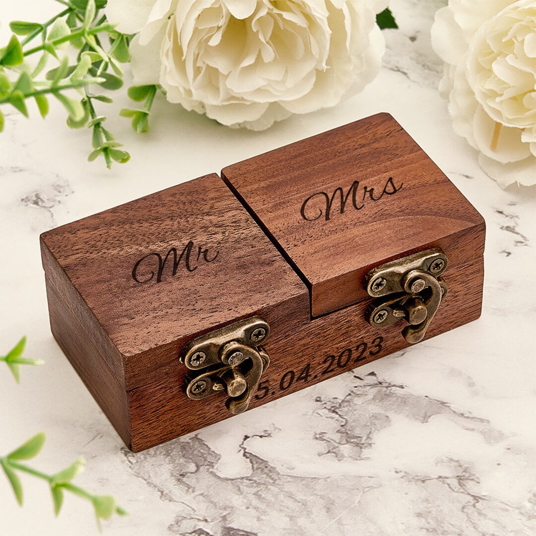 Custom Double Ring Boxes Personalized Wood Ring Bearer Box - Etsy