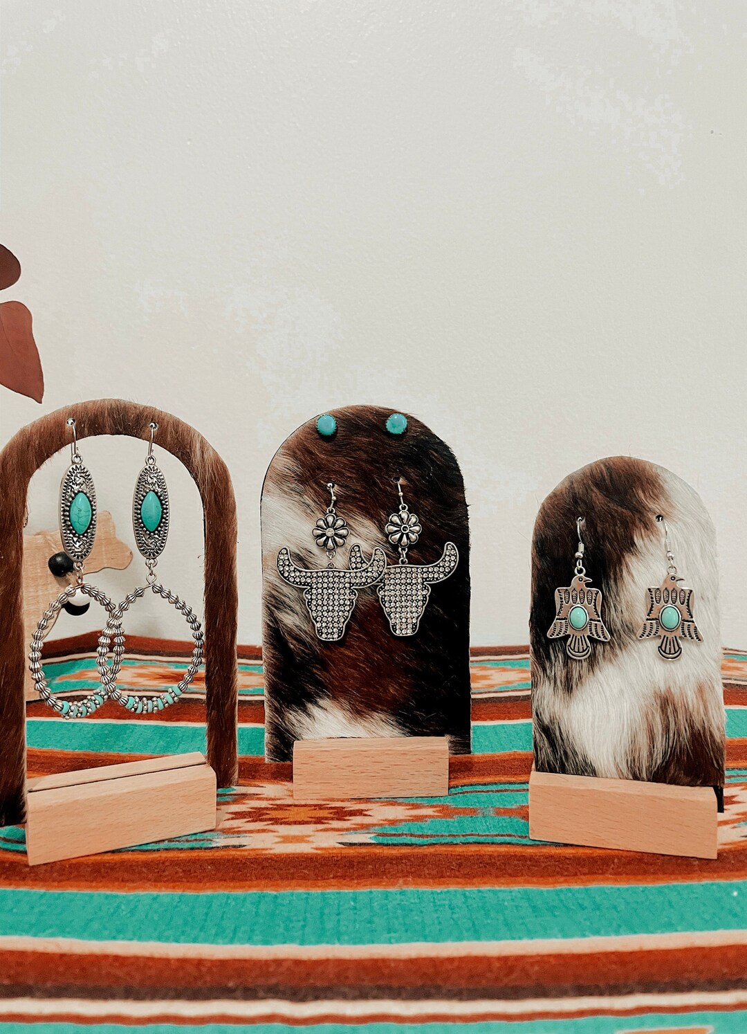 Cowhide Earring Display: Western Jewelry Organizer - Etsy