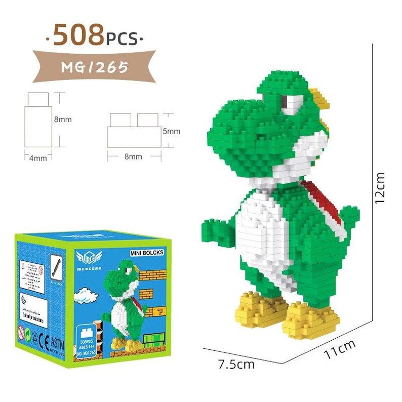 Super Mario Building Bricks Blocks Figures Luigi Yoshi Mario - Etsy