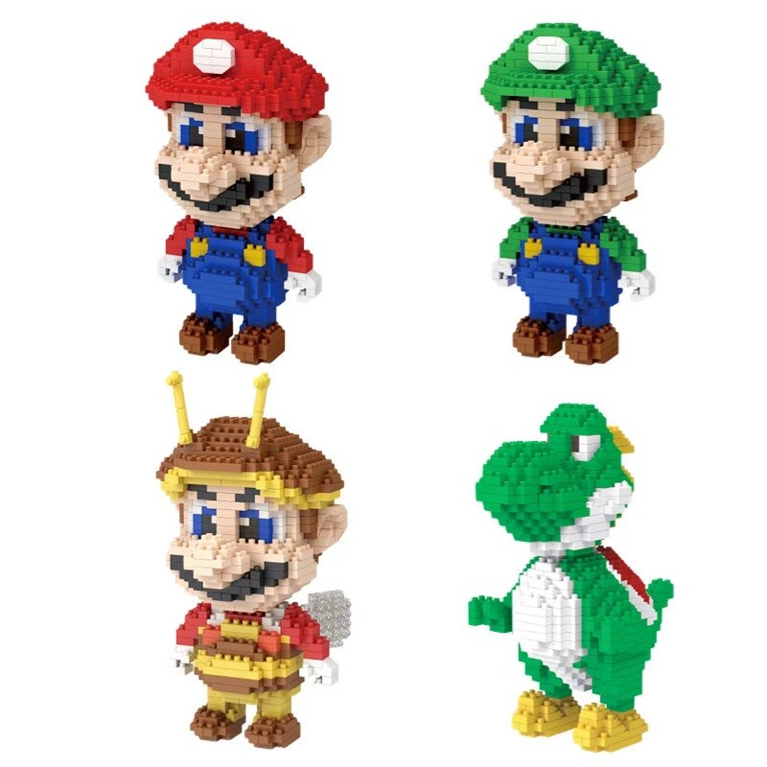 Super Mario Building Bricks Blocks Figures Luigi Yoshi Mario - Etsy