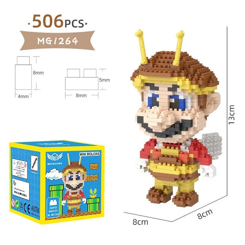 Super Mario Building Bricks Blocks Figures Luigi Yoshi Mario - Etsy