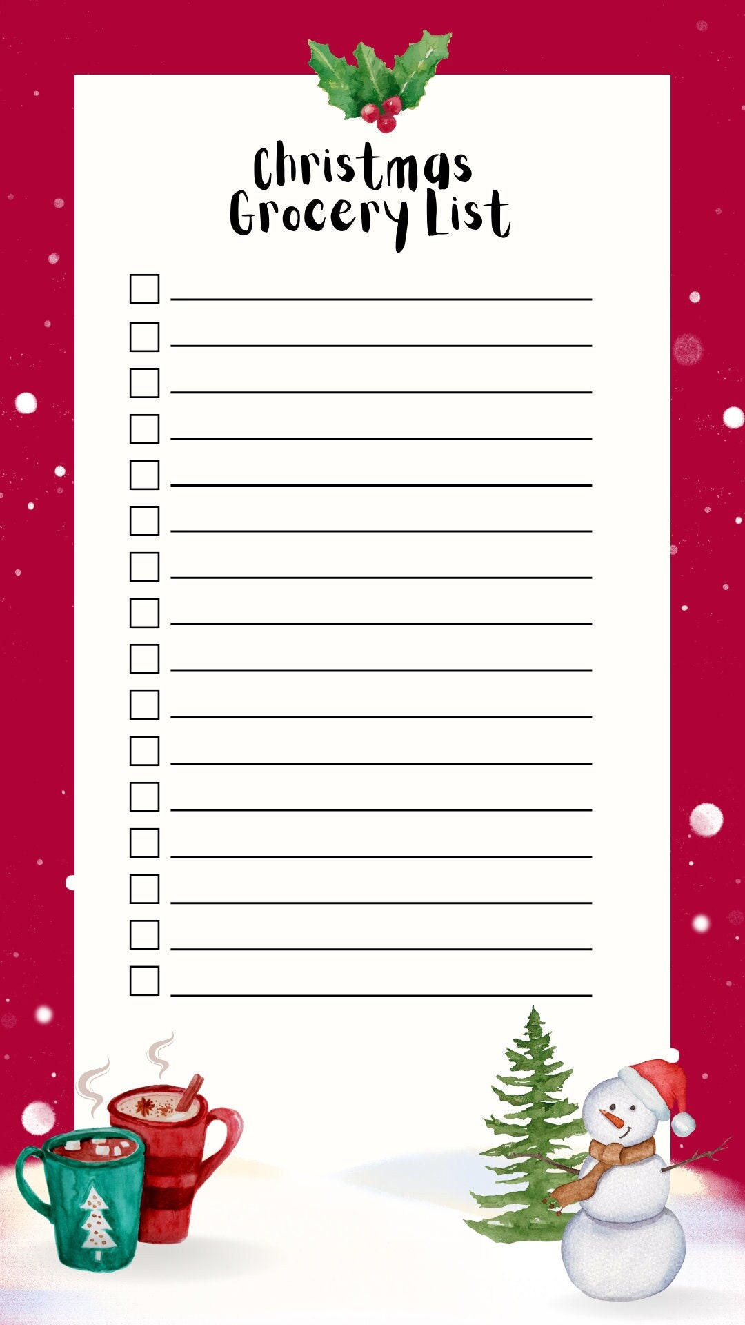 Christmas Shopping List Digital Download - Etsy