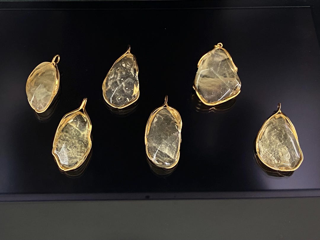 Hand Craft Libyan Desert Glass 925 Sterling Silver 18k Gold-plated ...