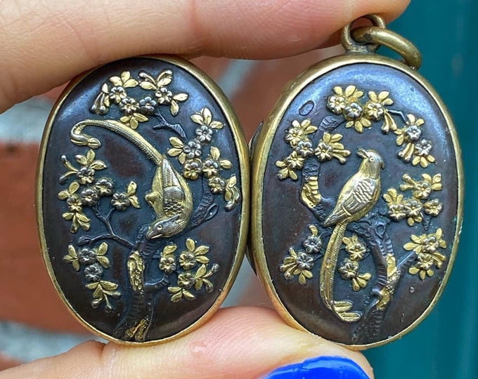 Antique Japanese Gold and Iron Shakudo Meiji Locket - Etsy