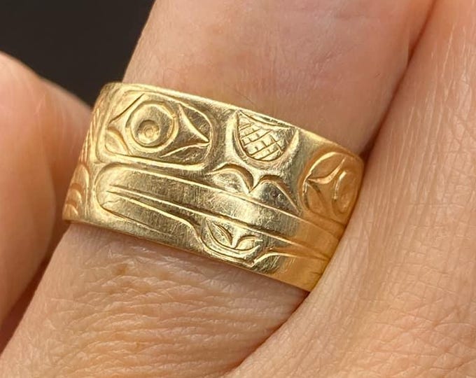 First Nations Northwest Coast Indigenous 14K Yellow Gold Frog Ring - Etsy
