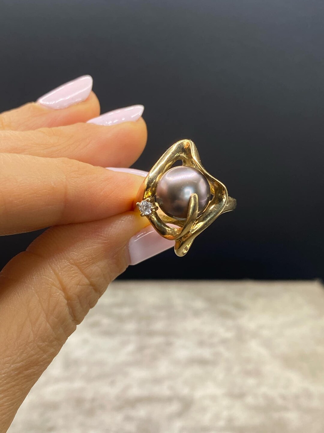 Vintage MCM Mid Century Modern Brutalist 18k Yellow Gold Diamond and ...