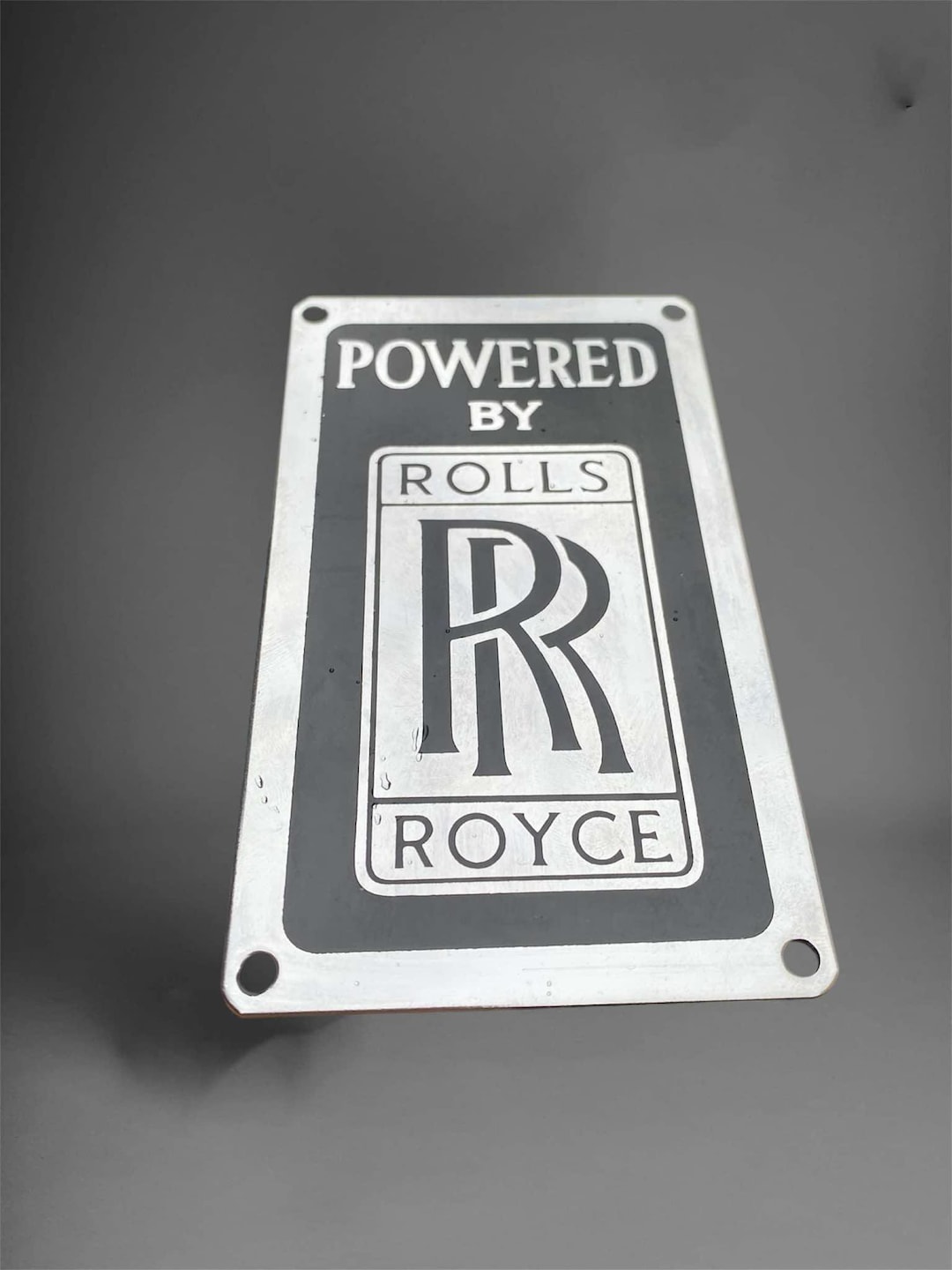 Vintage Rolls Royce Steel Chrome and Enamel Engine Badge Plaque Plate ...