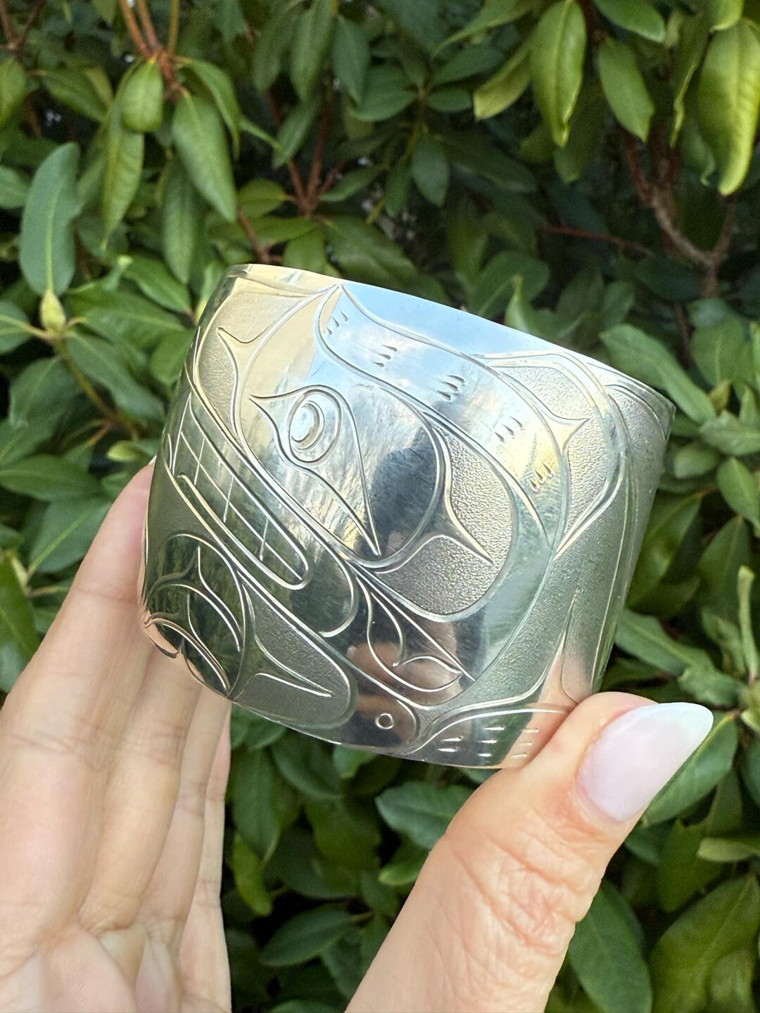 Large First Nations Northwest Coast Indigenous Sterling Silver Wolf ...