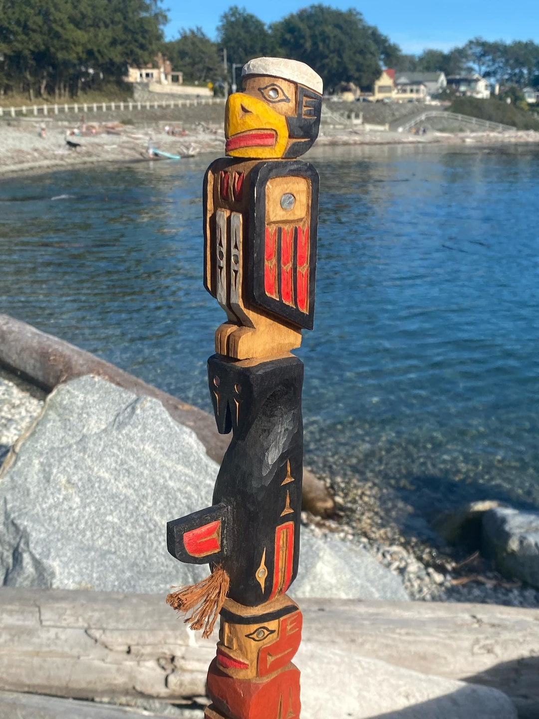 Large First Nations Northwest Coast Indigenous Carved and Painted Cedar ...