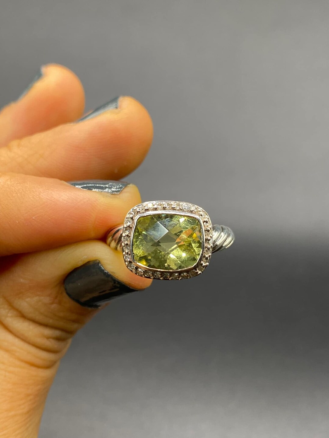 David Yurman Silver, Diamond and Green Tourmaline Rope-twist Style ...