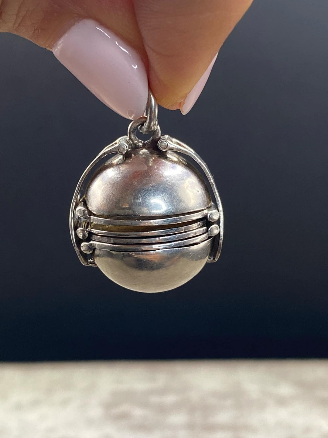 Vintage Sterling Silver Folding Orb Locket Pendant - Etsy