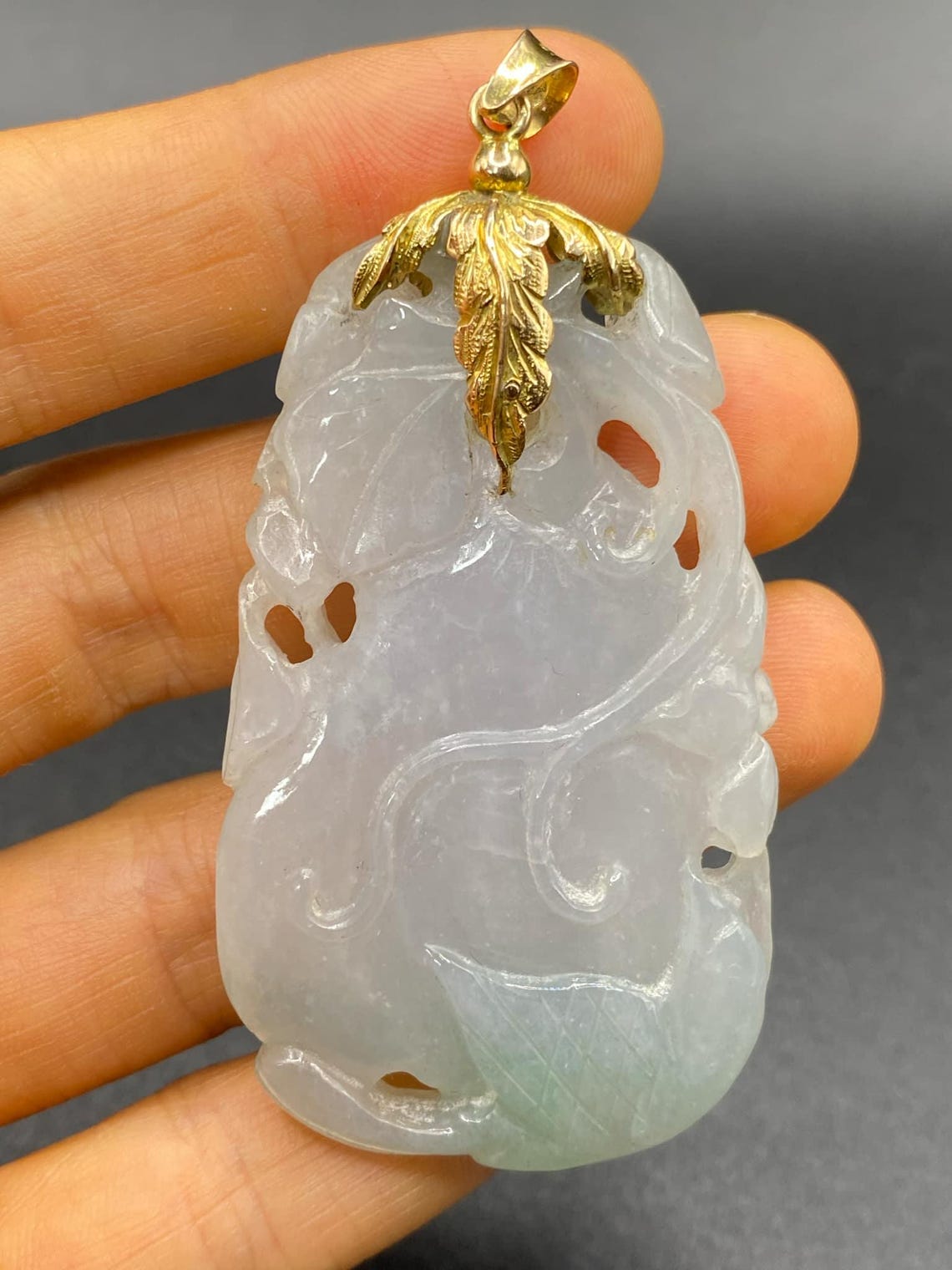 Antique Chinese 14k Gold and Jadeite Fu Bat Pendant - Etsy