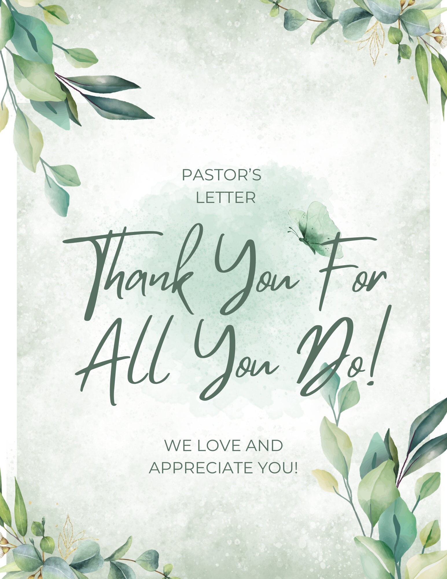 Pastor Appreciation Letter: Clergy Thank You Gift (digital Download) - Etsy