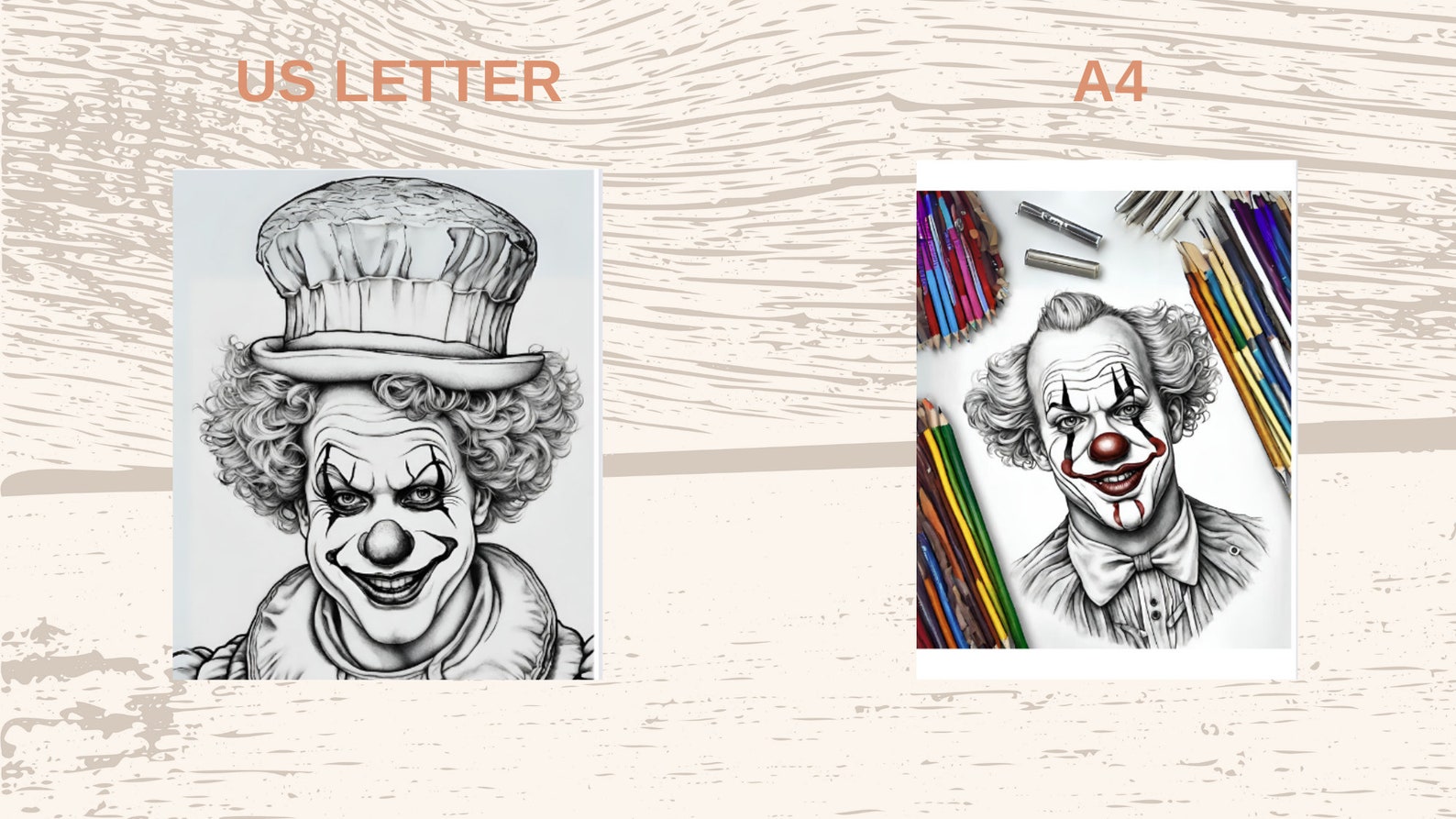 100 Pages Printable Clown Coloring Page - PDF Custom Drawing - Etsy