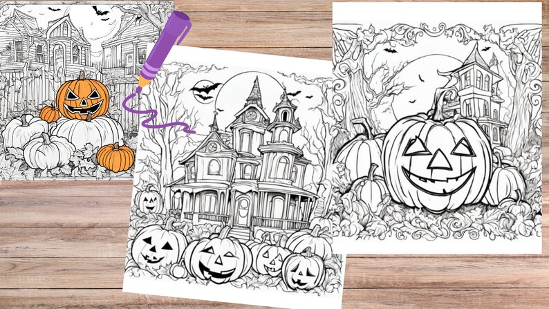 100 Pages Printable Halloween Coloring Page - PDF - Etsy