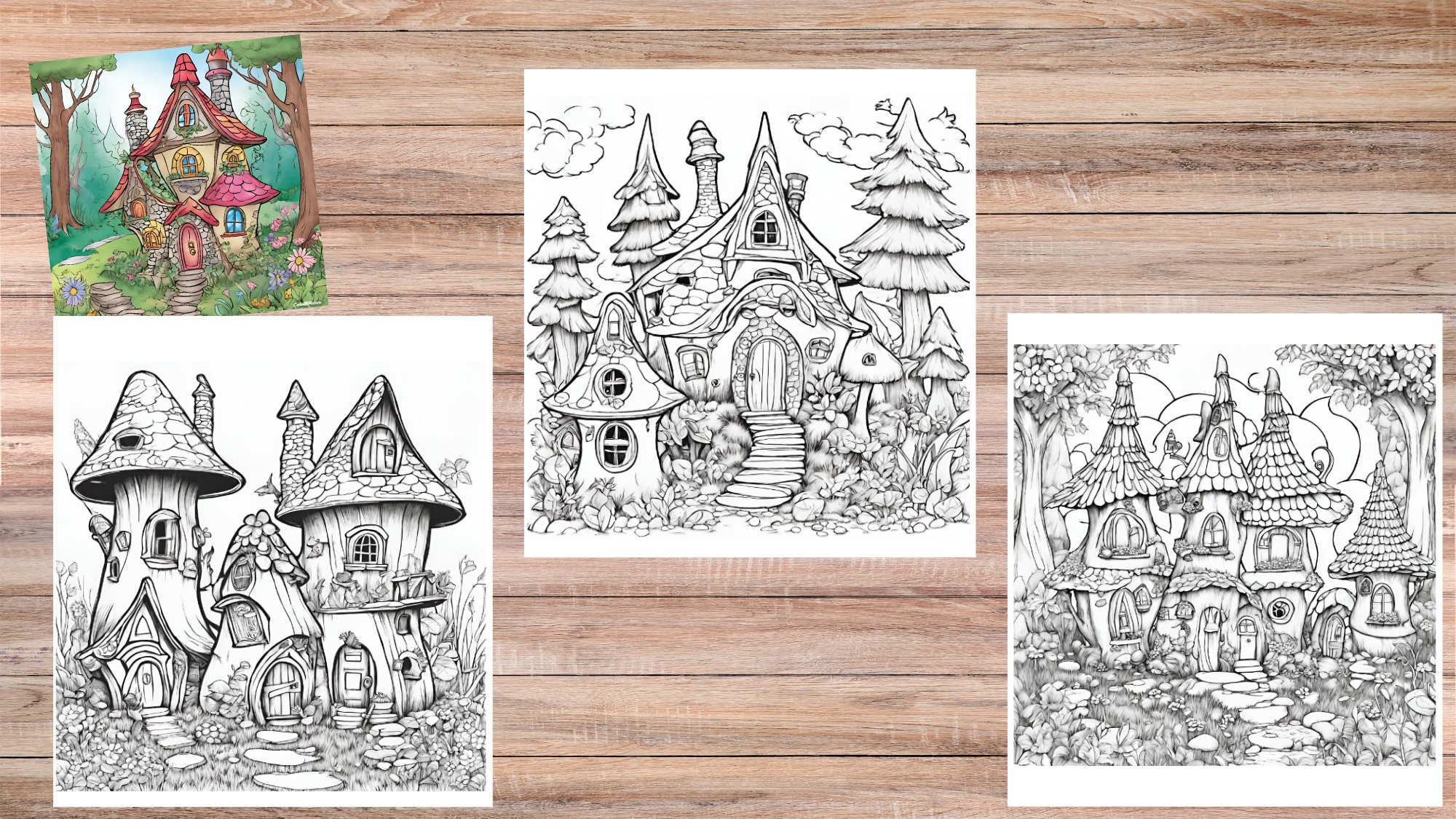 100 Pages Printable Fairy House Coloring Page PDF - Custom Designs - Etsy