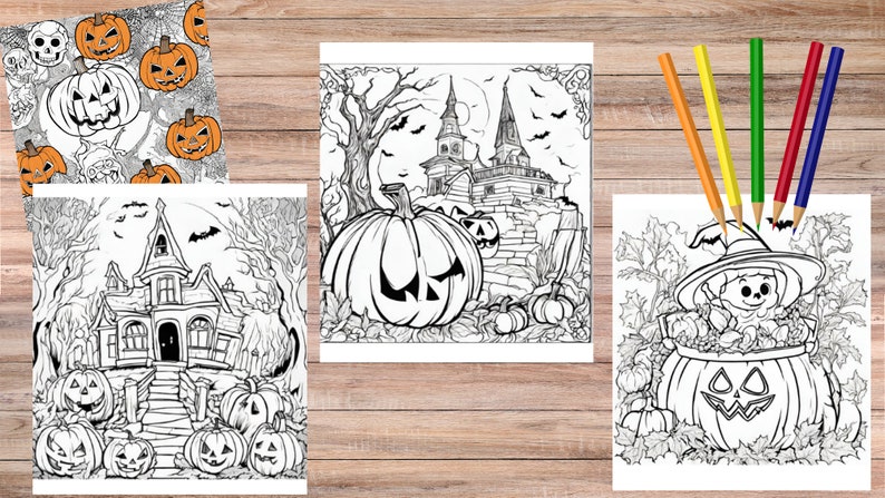 100 Pages Printable Halloween Coloring Page - PDF - Etsy