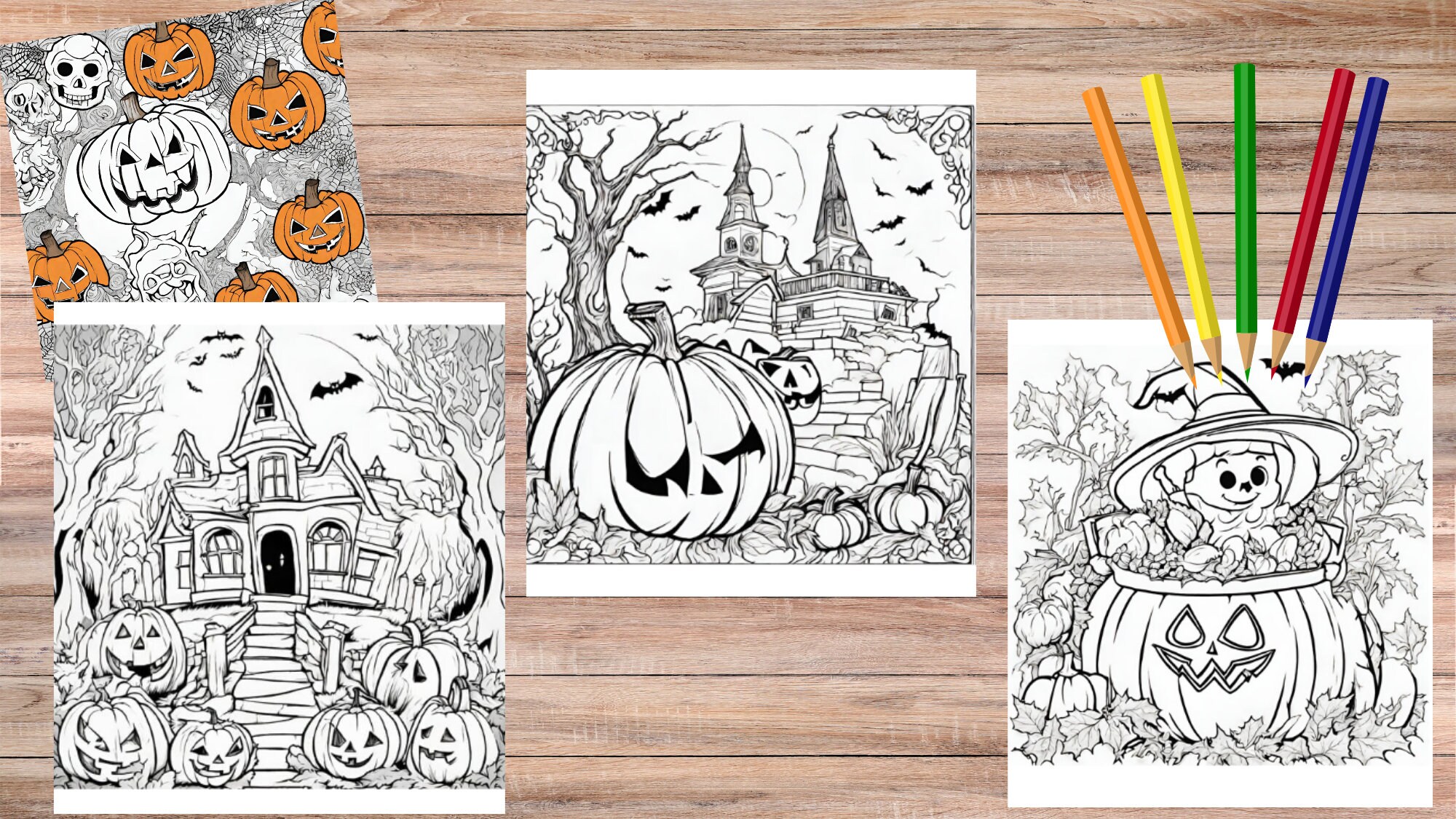 100 Pages Printable Halloween Coloring Page - PDF - Etsy