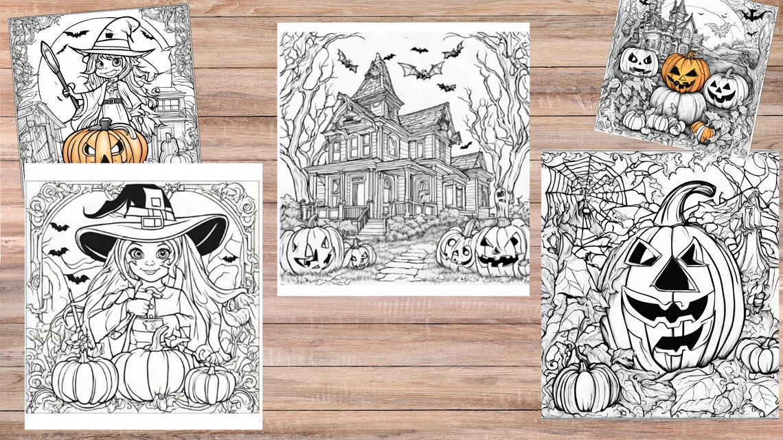 100 Pages Printable Halloween Coloring Page - PDF - Etsy