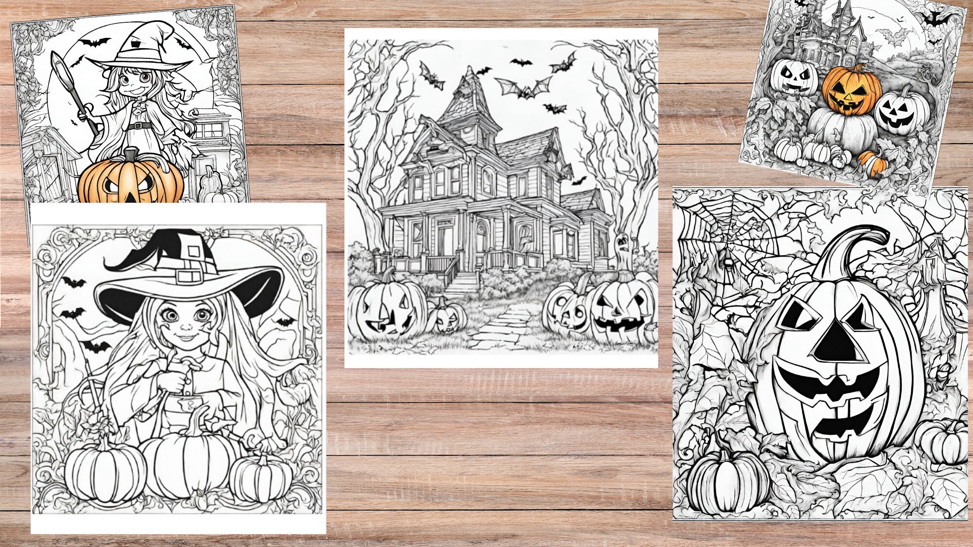 100 Pages Printable Halloween Coloring Page - PDF - Etsy