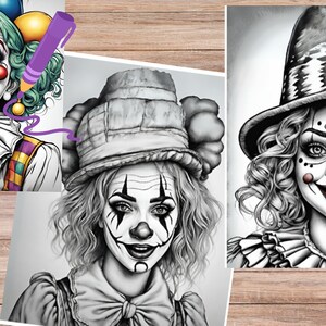 100 Pages Printable Clown Coloring Page - PDF Custom Drawing - Etsy