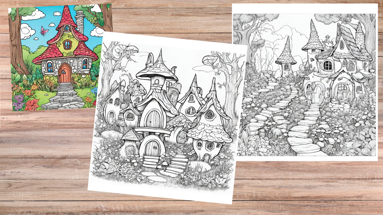 100 Pages Printable Fairy House Coloring Page PDF - Custom Designs - Etsy