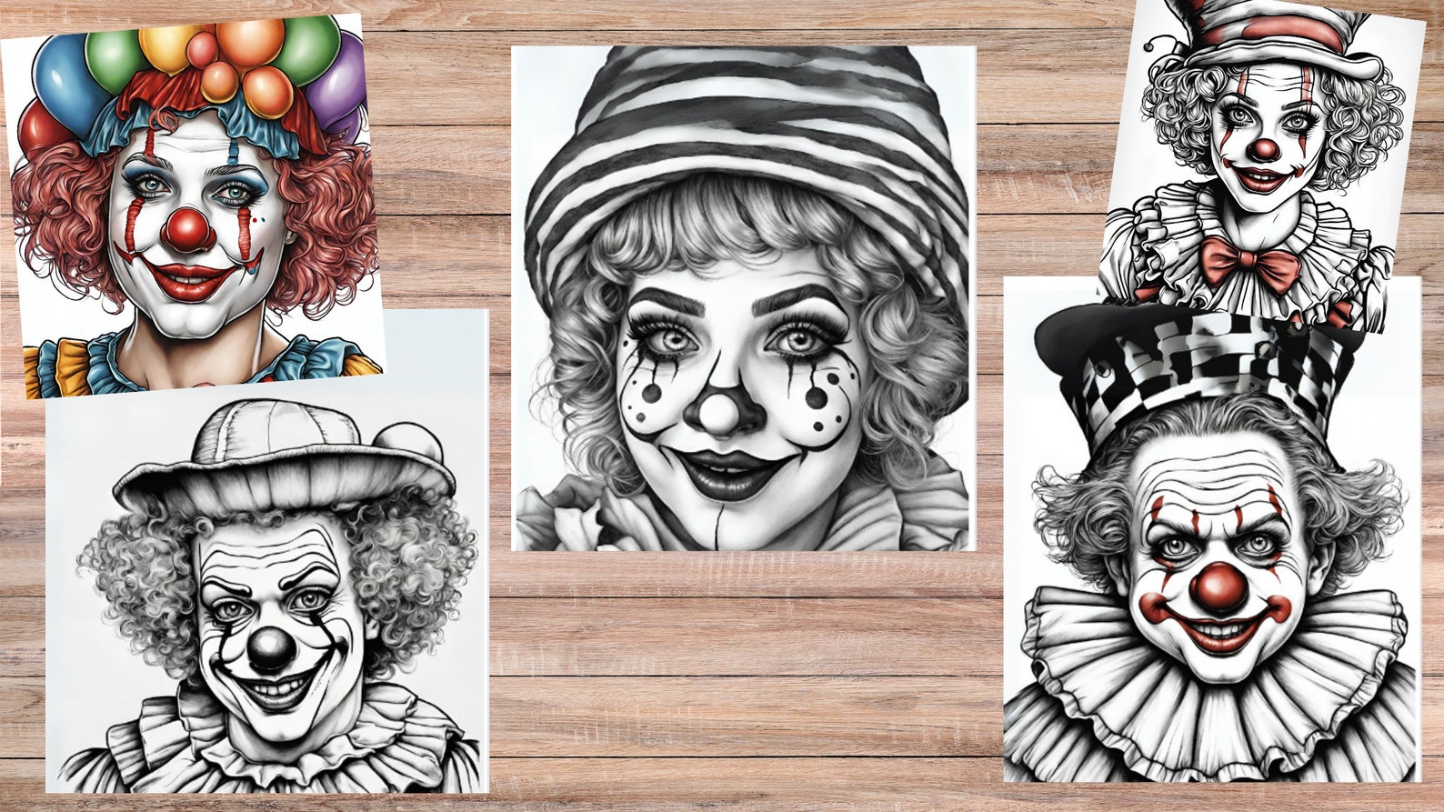 100 Pages Printable Clown Coloring Page - PDF Custom Drawing - Etsy