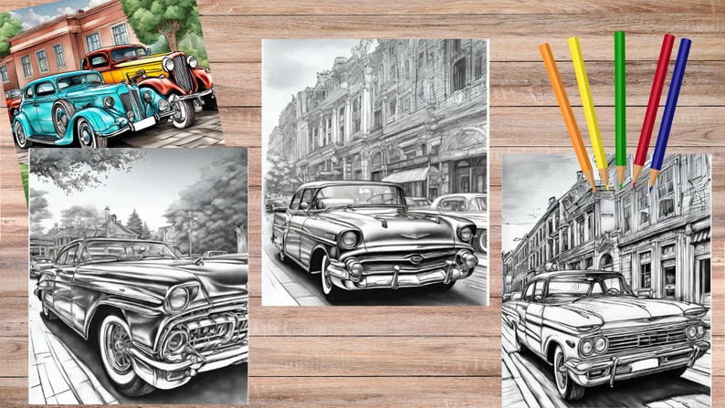 Classic Cars Coloring Book - 100 Pages PDF - Etsy